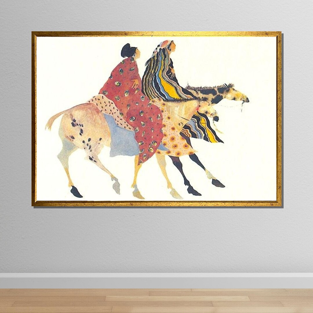 Tribal Riders Canvas, Abstract Cultural Art, Vibrant Horseback Painting ...