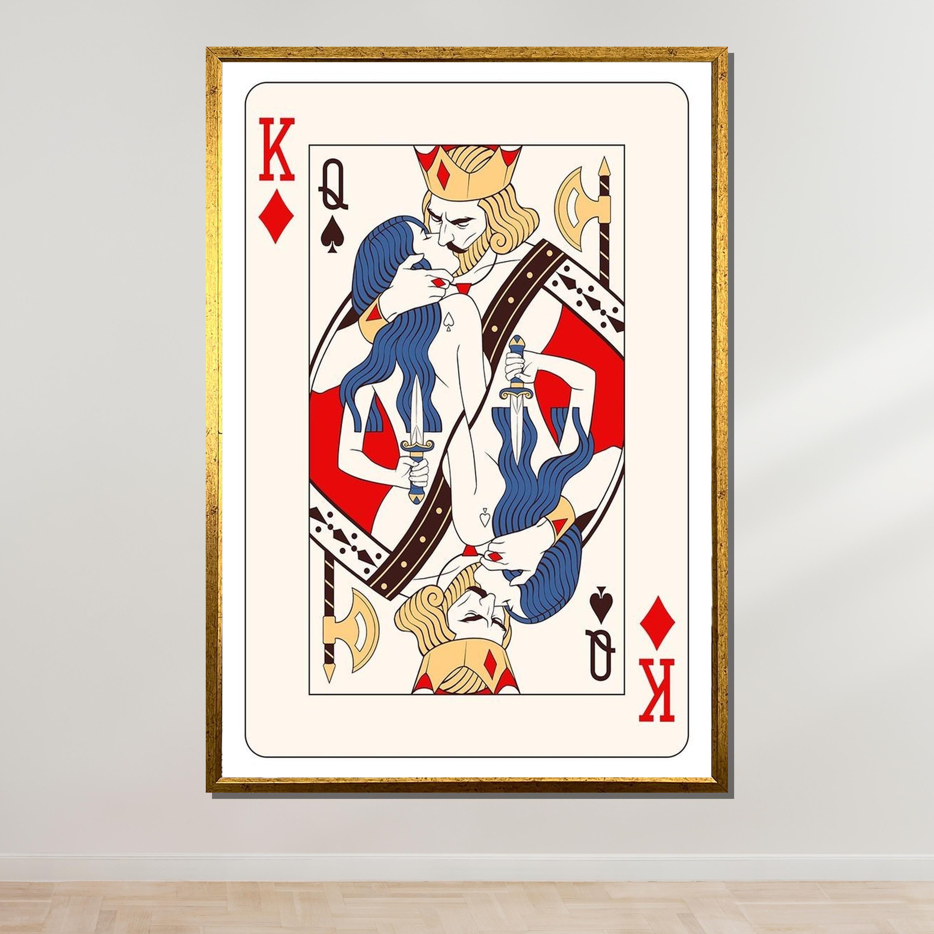 King and Queen of Hearts, Playing Card Love Art, Modern Card ...
