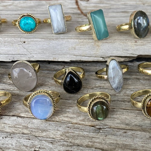 Silver Gemstone Ring Sample From Assorted Shapes Colors and - Etsy