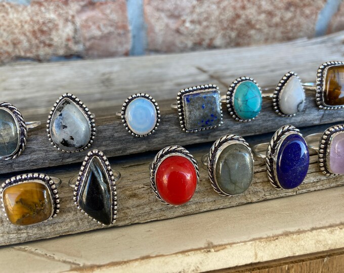 Silver Gemstone Ring Sample From Assorted Shapes Colors and - Etsy