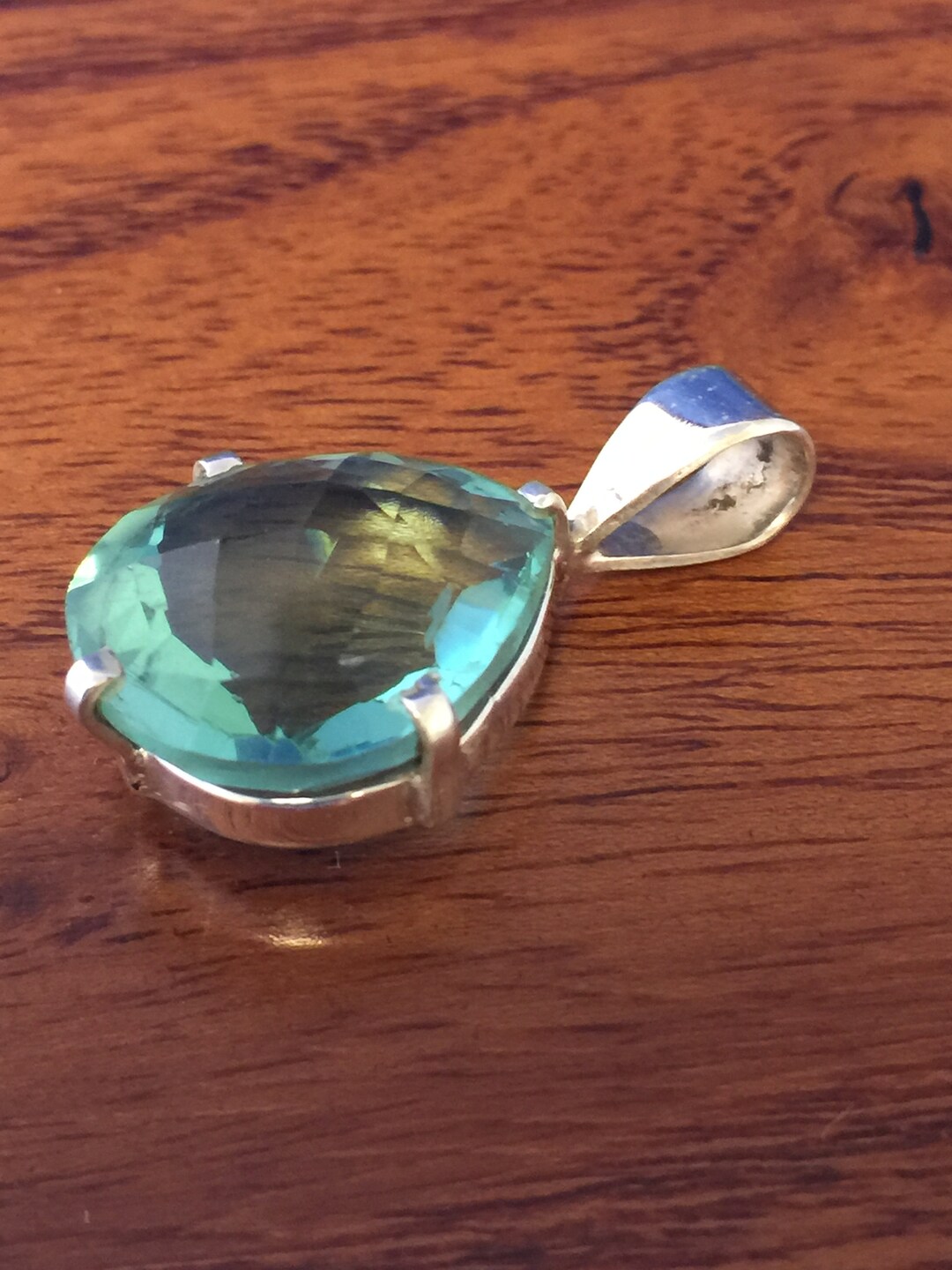 Aquamarine Faceted Gemstone Pendant Sterling Silver .925 6 Grams With ...