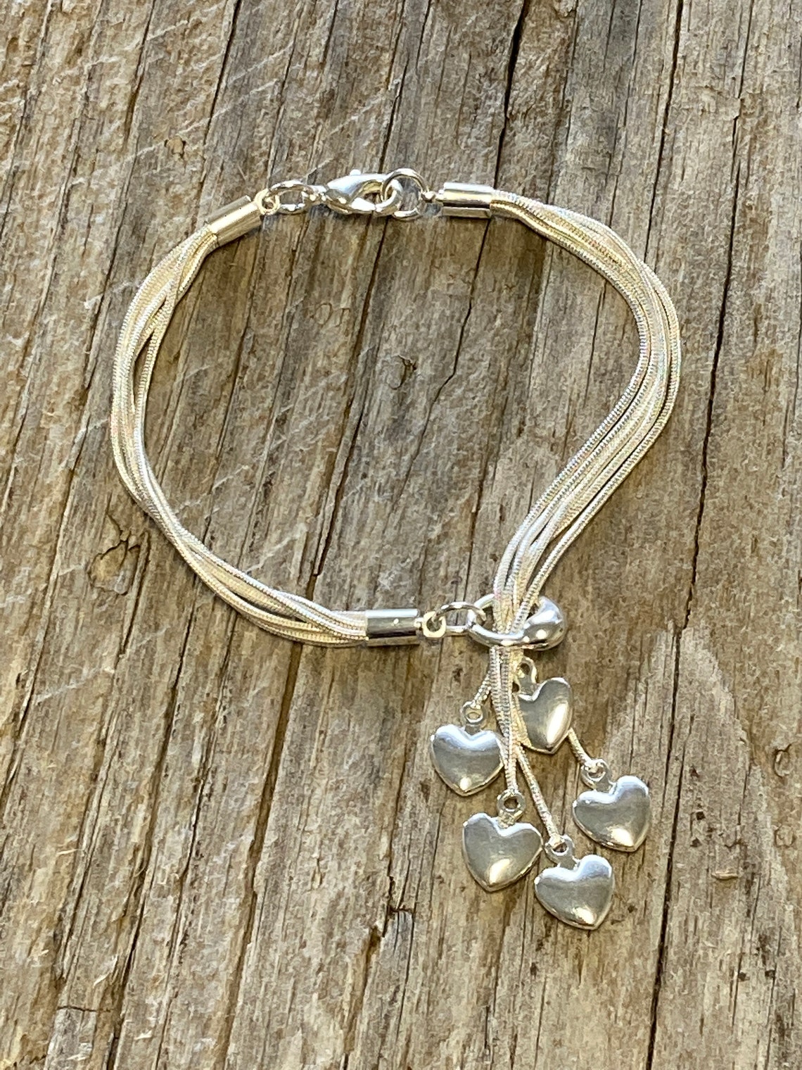 Silver Chain Hearts Bracelet 1.8mm With Clasp Snake Chain - Etsy