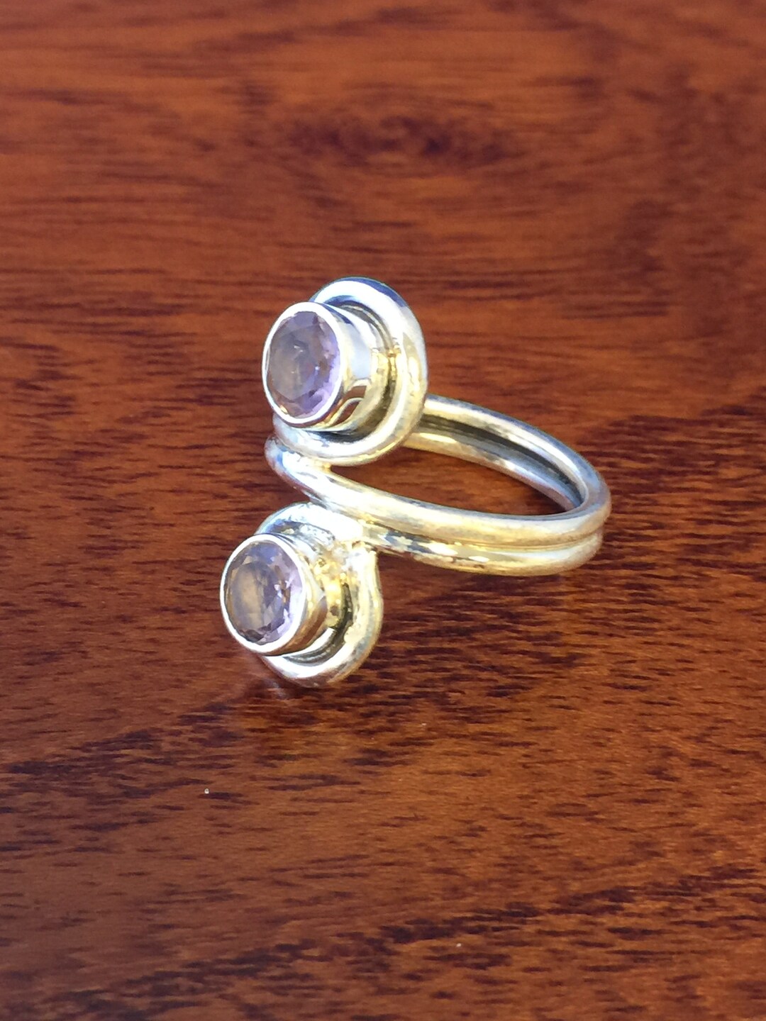 Purple Amethyst Faceted Gemstone Ring Size 6.5 Sterling Silver .925 7 ...