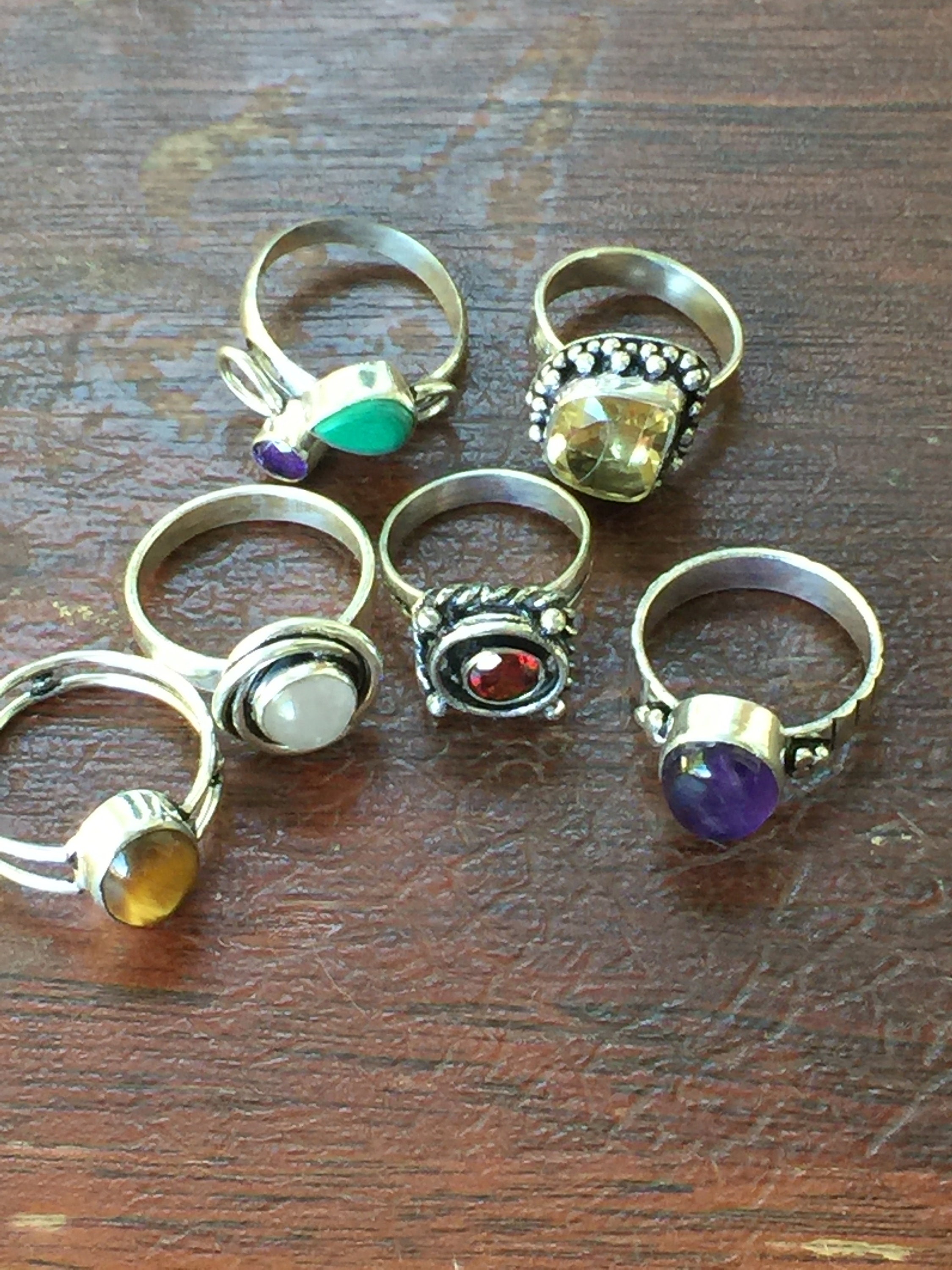 Silver Gemstone Ring Sample From Assorted Shapes Colors and - Etsy