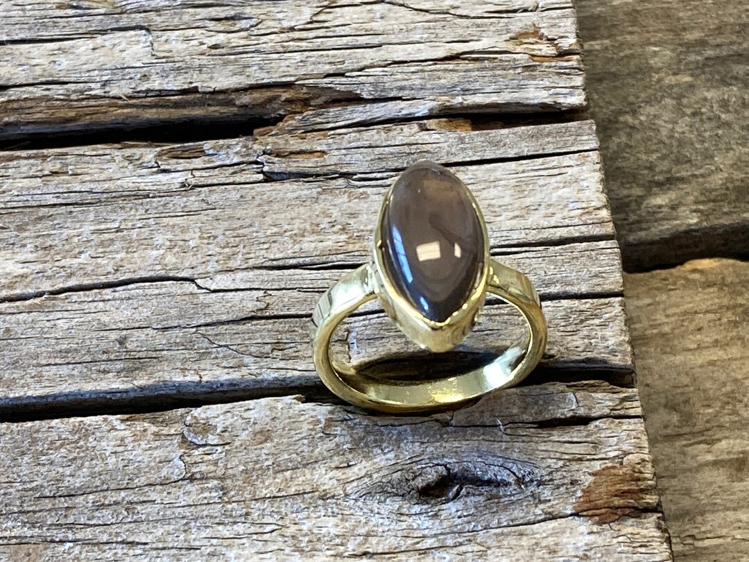 Gold Rings, Smoky Topaz Gemstone Ring Size 6, 18K Gold-plated 4 Grams ...