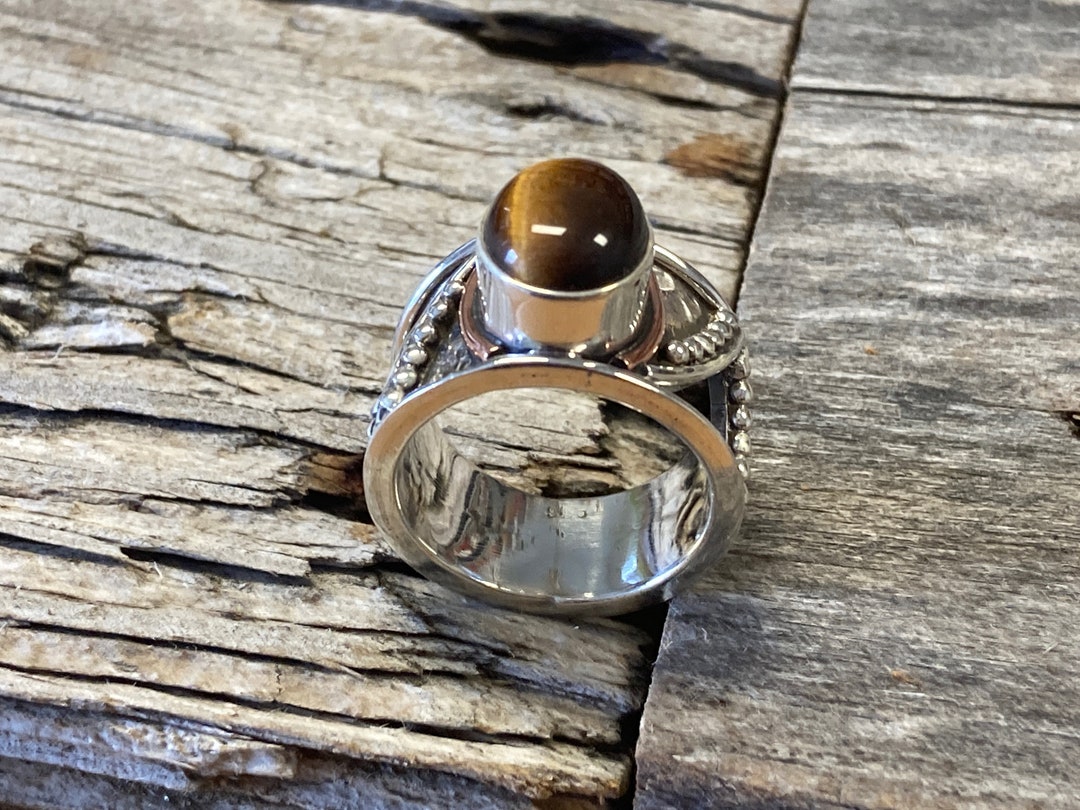 Rings Statement Rings Tigers Eye Gemstone Ring Size 7 - Etsy