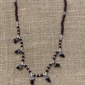 Necklace, Garnets Rounds Drops, Sterling Silver .925, 8 Hanging Length ...