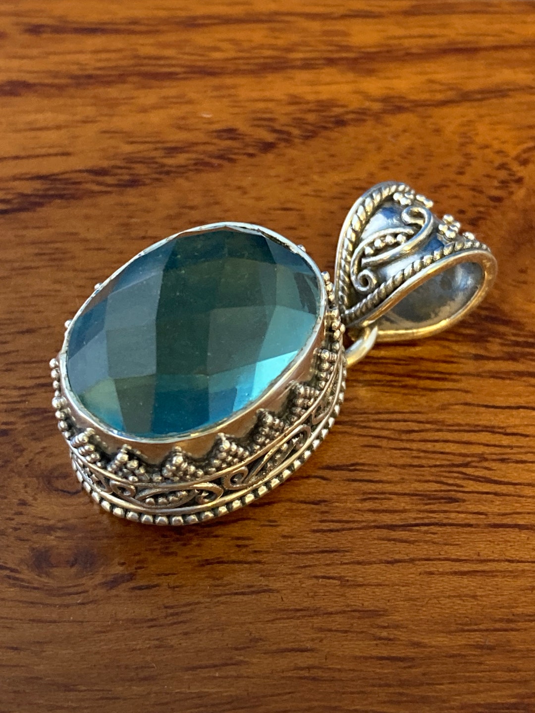 Pendant, Aquamarine Faceted Gemstone Pendant Sterling Silver .925 14 ...