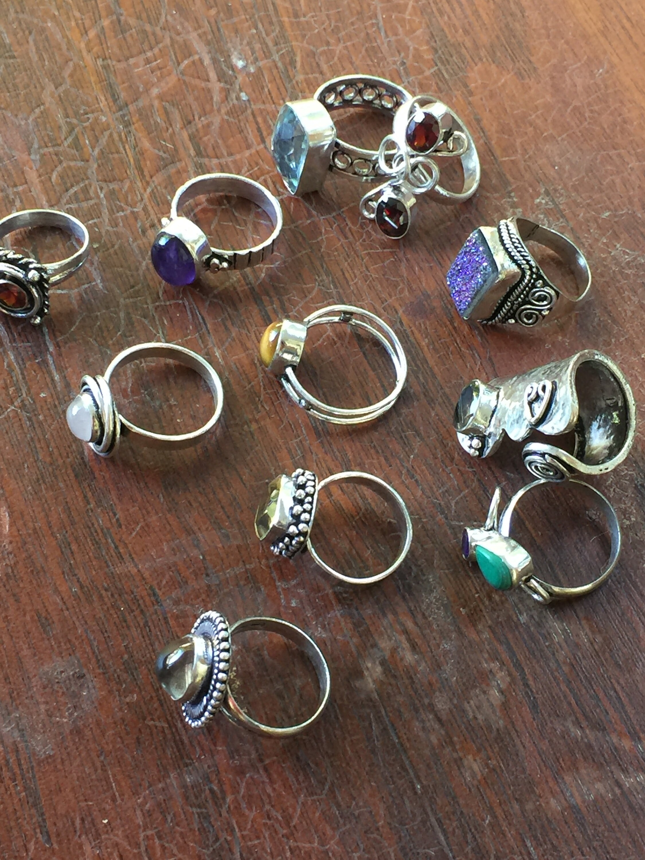 Silver Gemstone Ring Sample From Assorted Shapes Colors and - Etsy