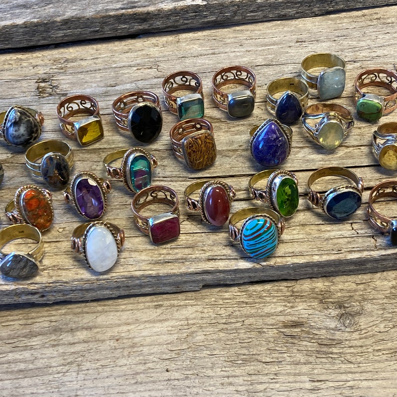 Boho Gemstone Rings - Etsy