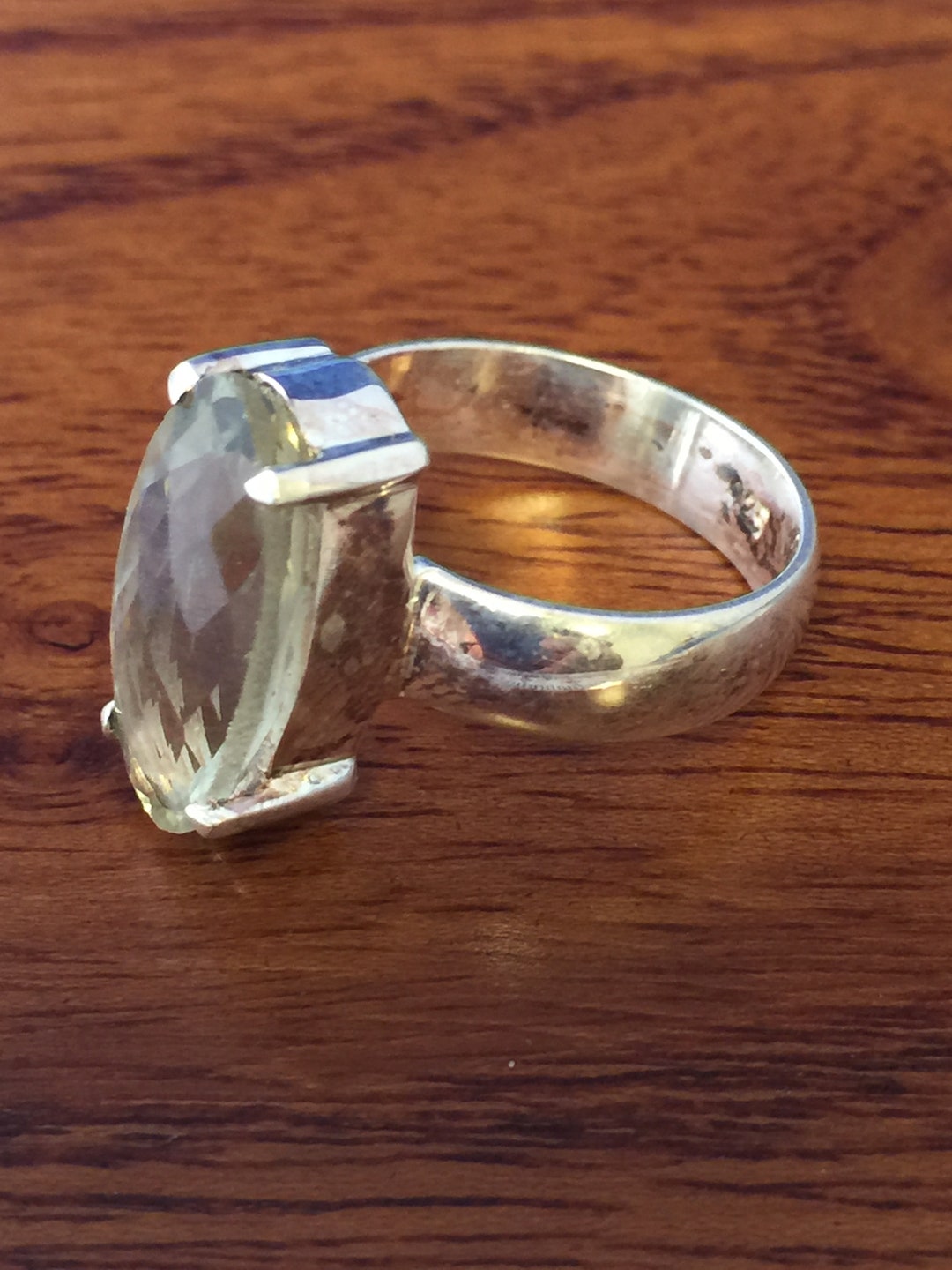 Ring Green Amethyst Faceted Gemstone Ring Size 8.5 Sterling - Etsy UK