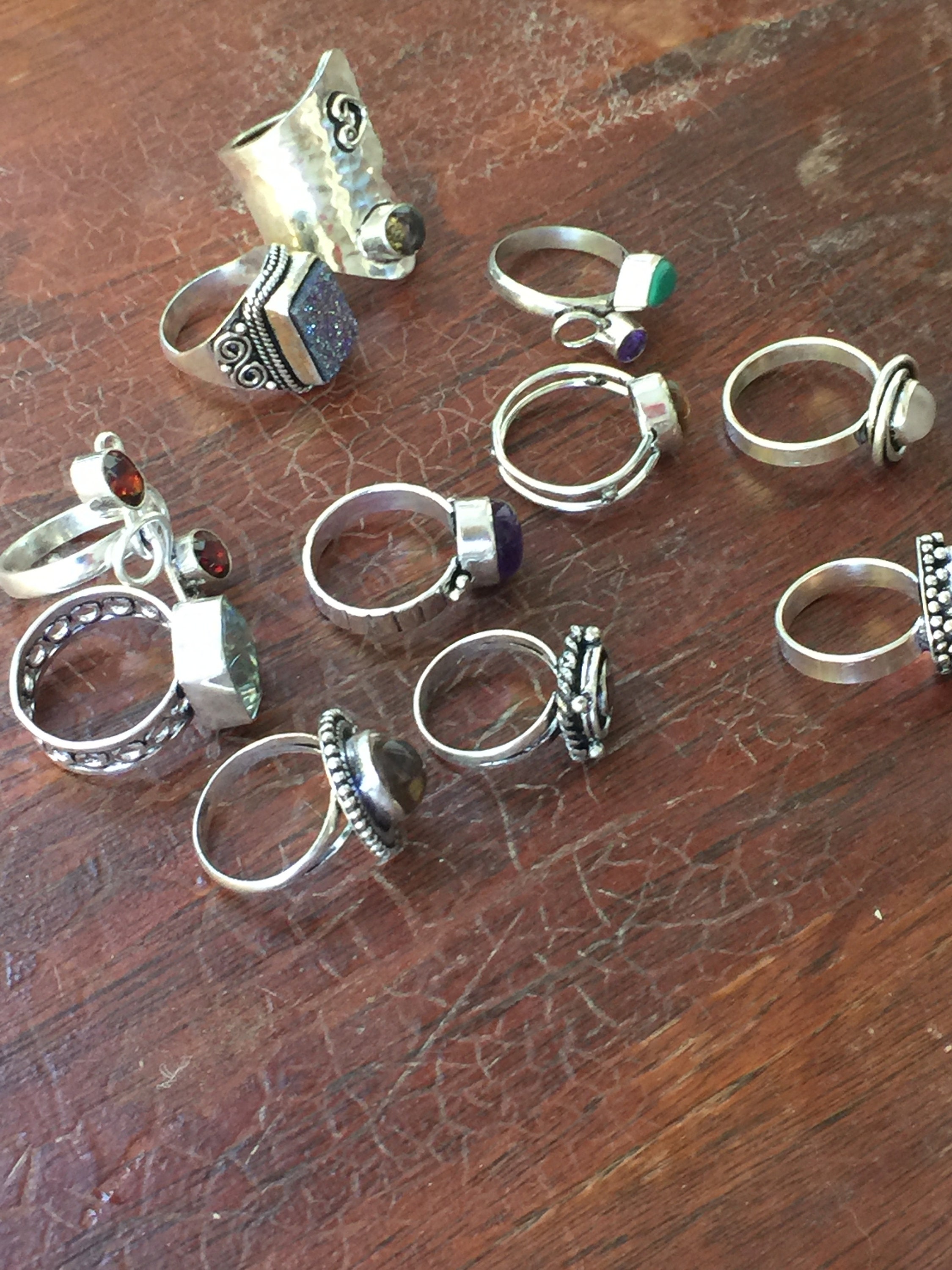 Silver Gemstone Ring Sample From Assorted Shapes Colors and - Etsy