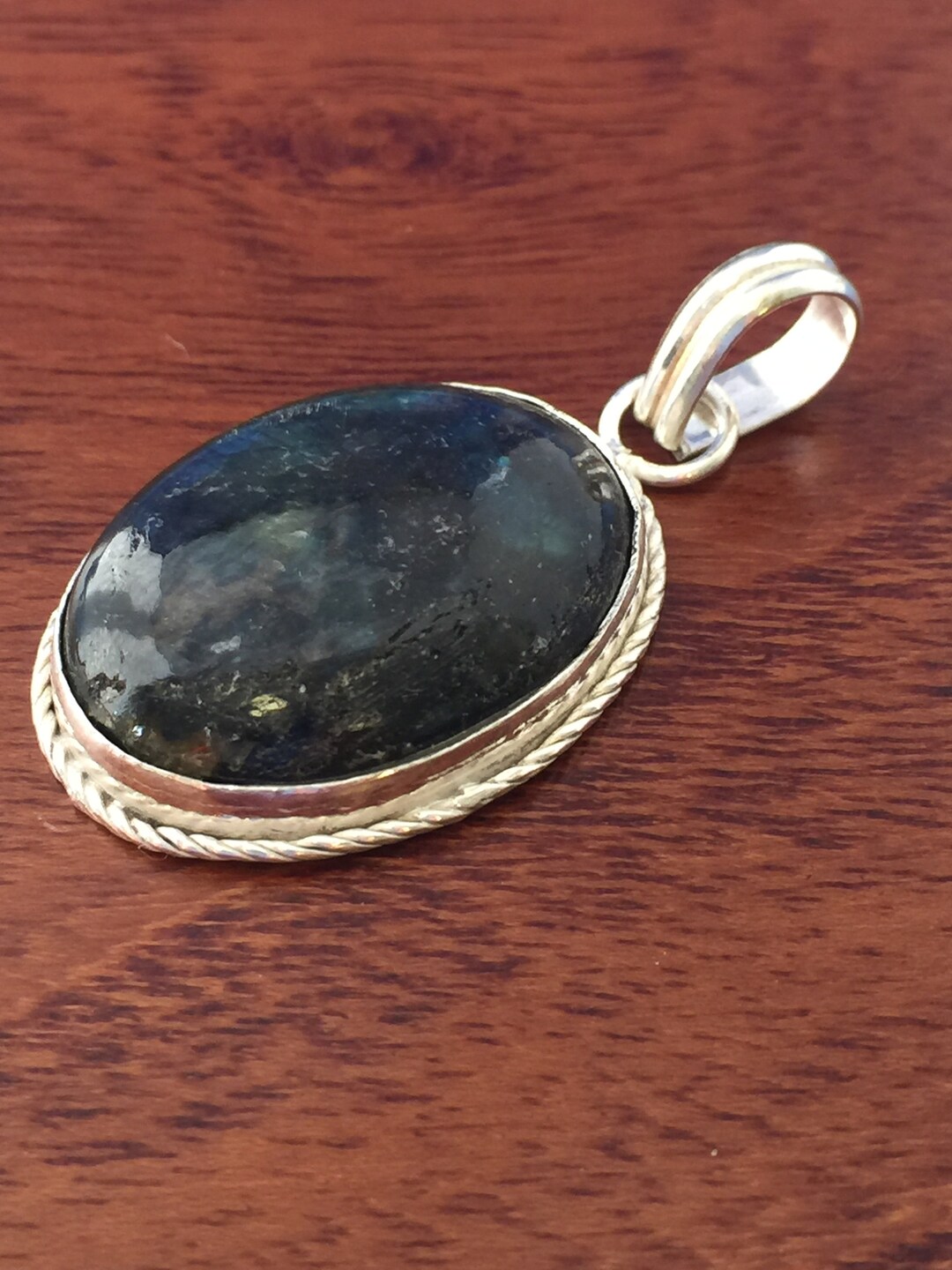 Moss Agate Cabochon Gemstone Pendant Sterling Silver .925 10 Grams ...