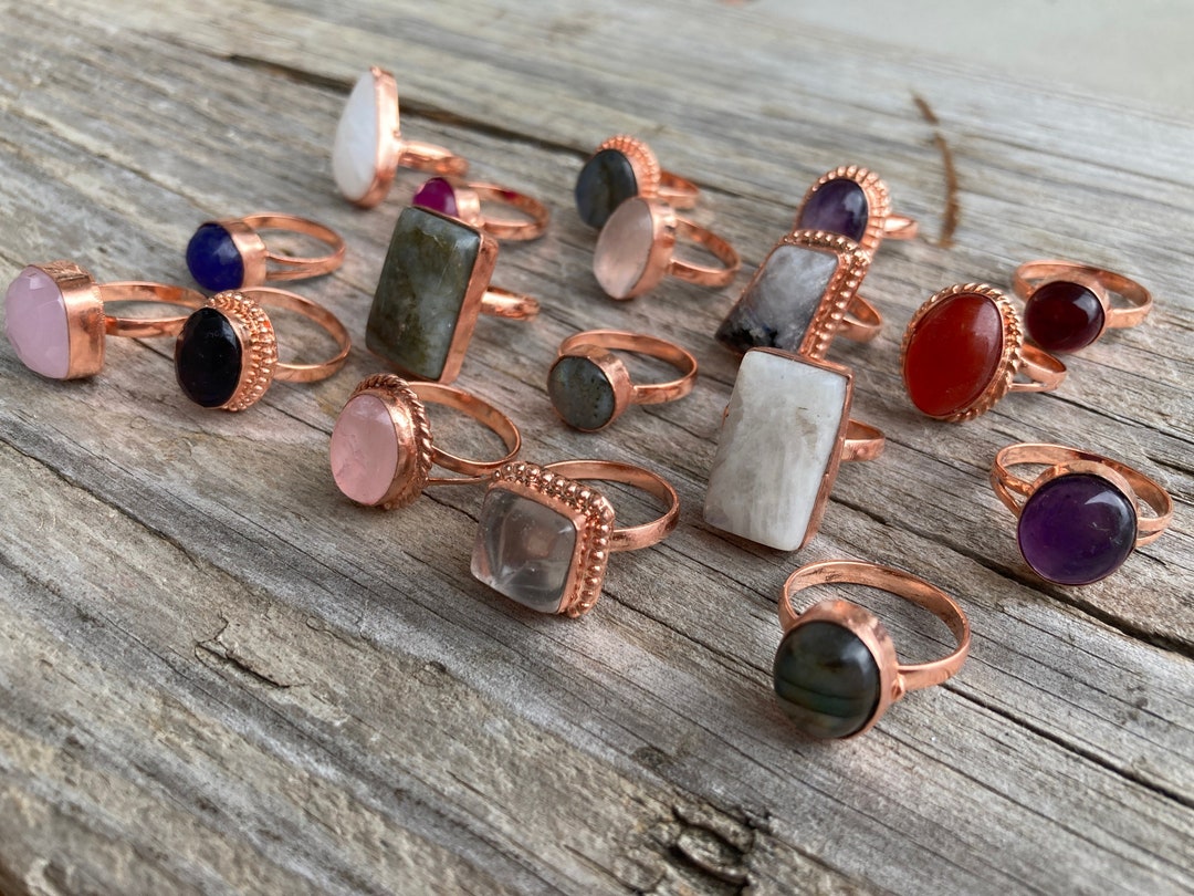 Rose Gold Gemstone Ring, Sample From Various Shapes, Colors, Sizes Boho ...