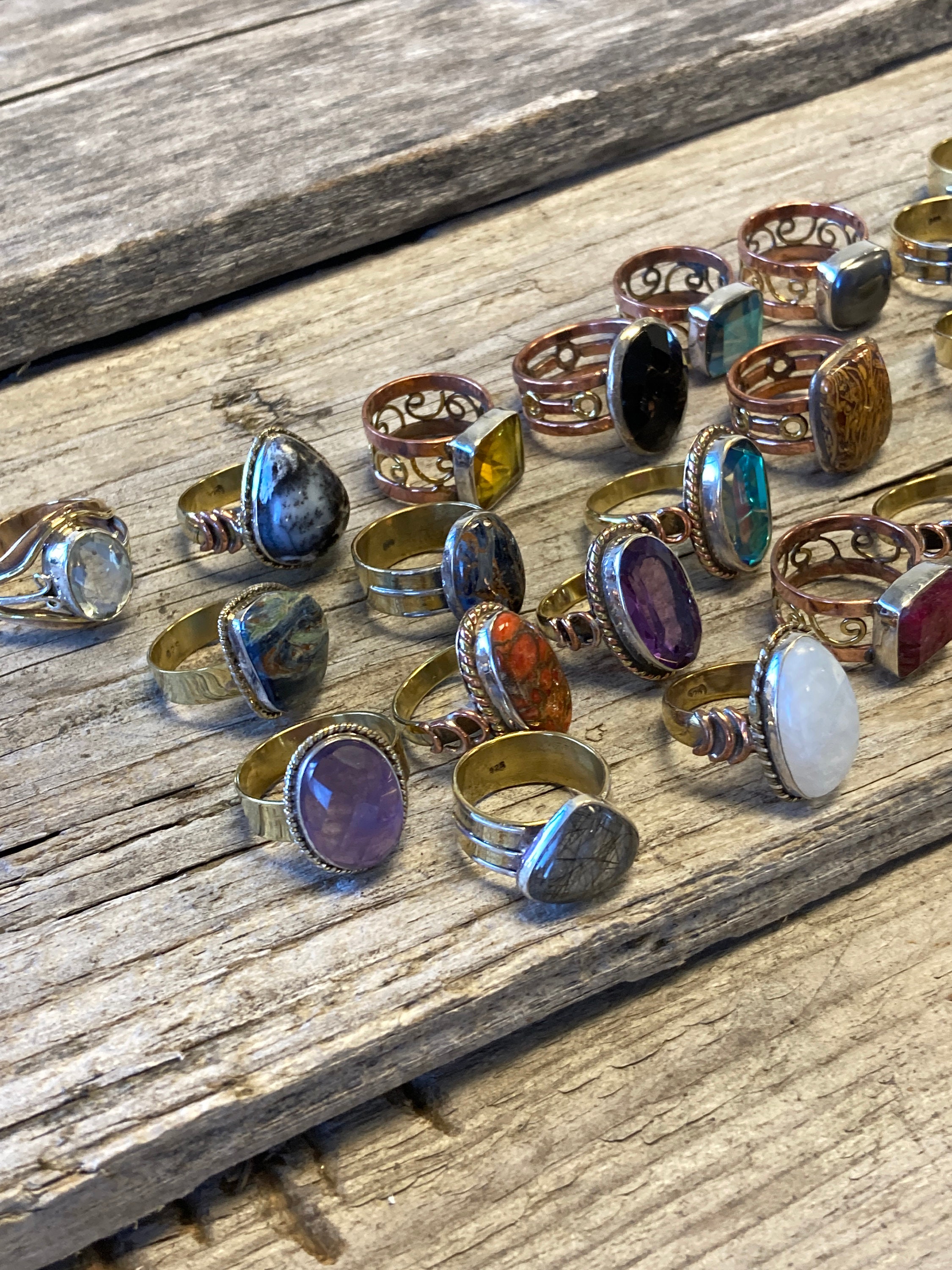 Silver Brass Copper Gemstone Ring Sample From Assorted - Etsy