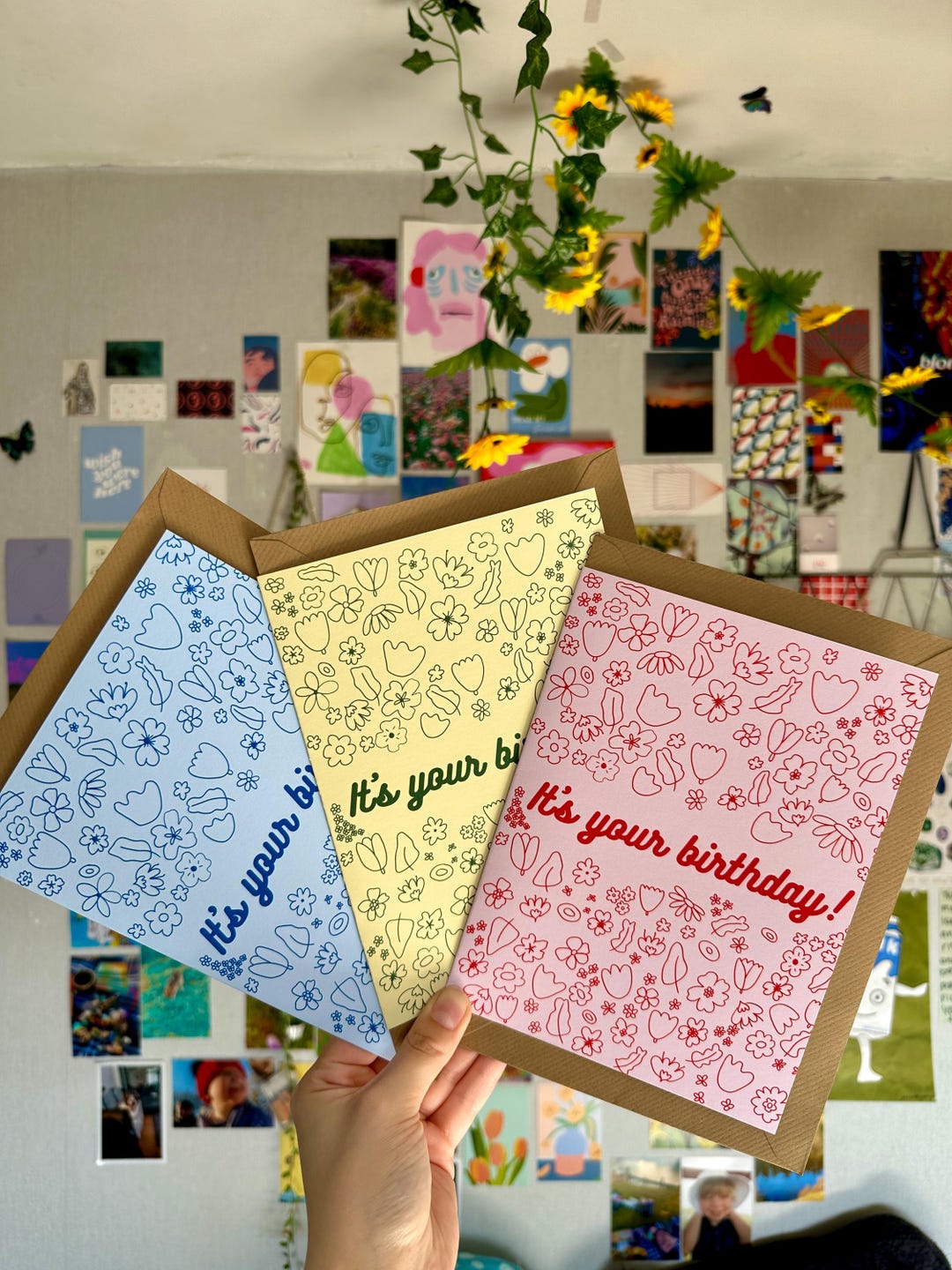 Its Your Birthday Floral Pattern Birthday Card | Greeting Card | Cute ...