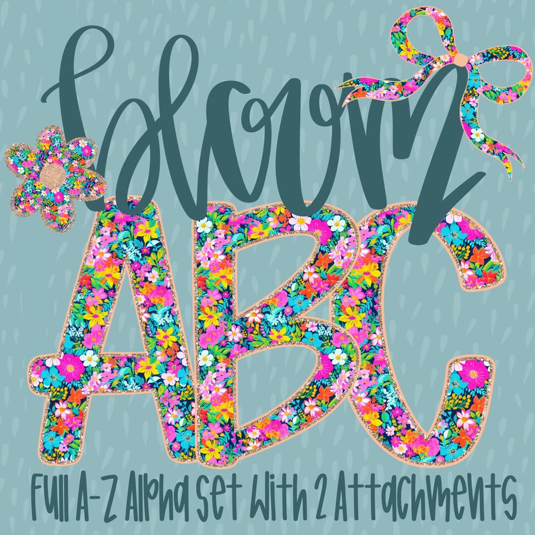 Floral Glitter Alpha, Couquette Alpha, Floral Amen, Preppy Floral Alpha ...