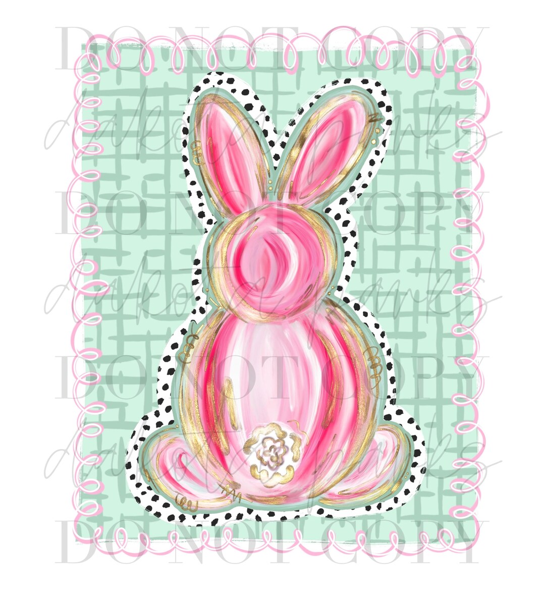 Spotty Watercolor Bunny, Coquette Easter Bunny, Girly Easter Holiday ...