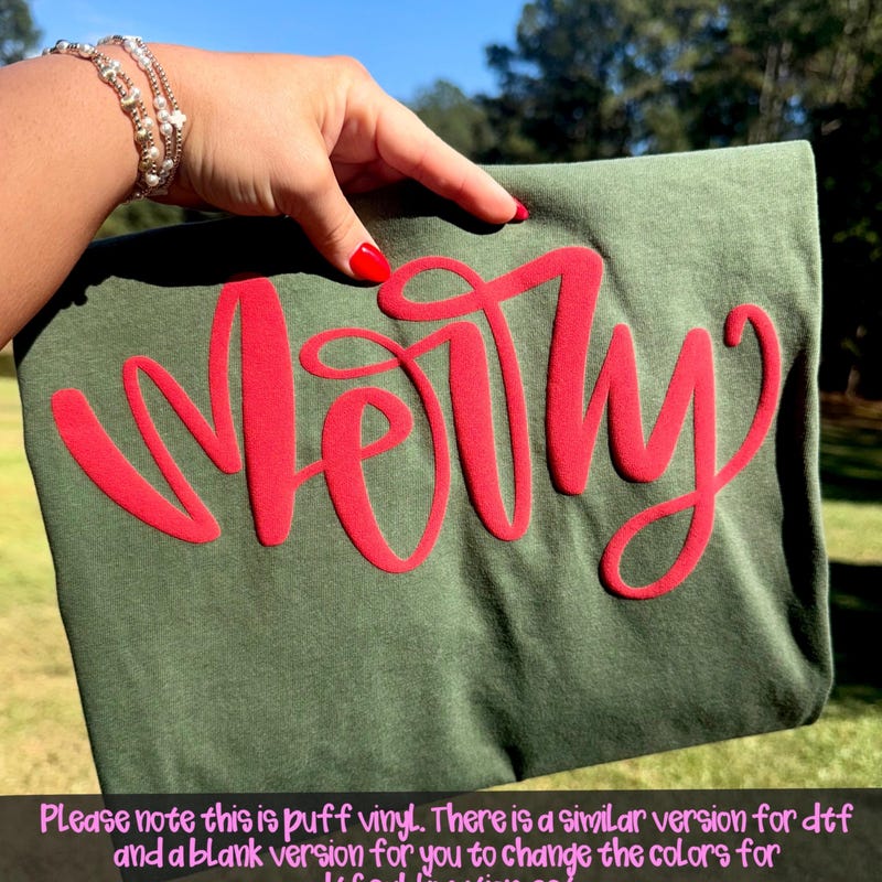 Cursive Merry and Bow - Etsy