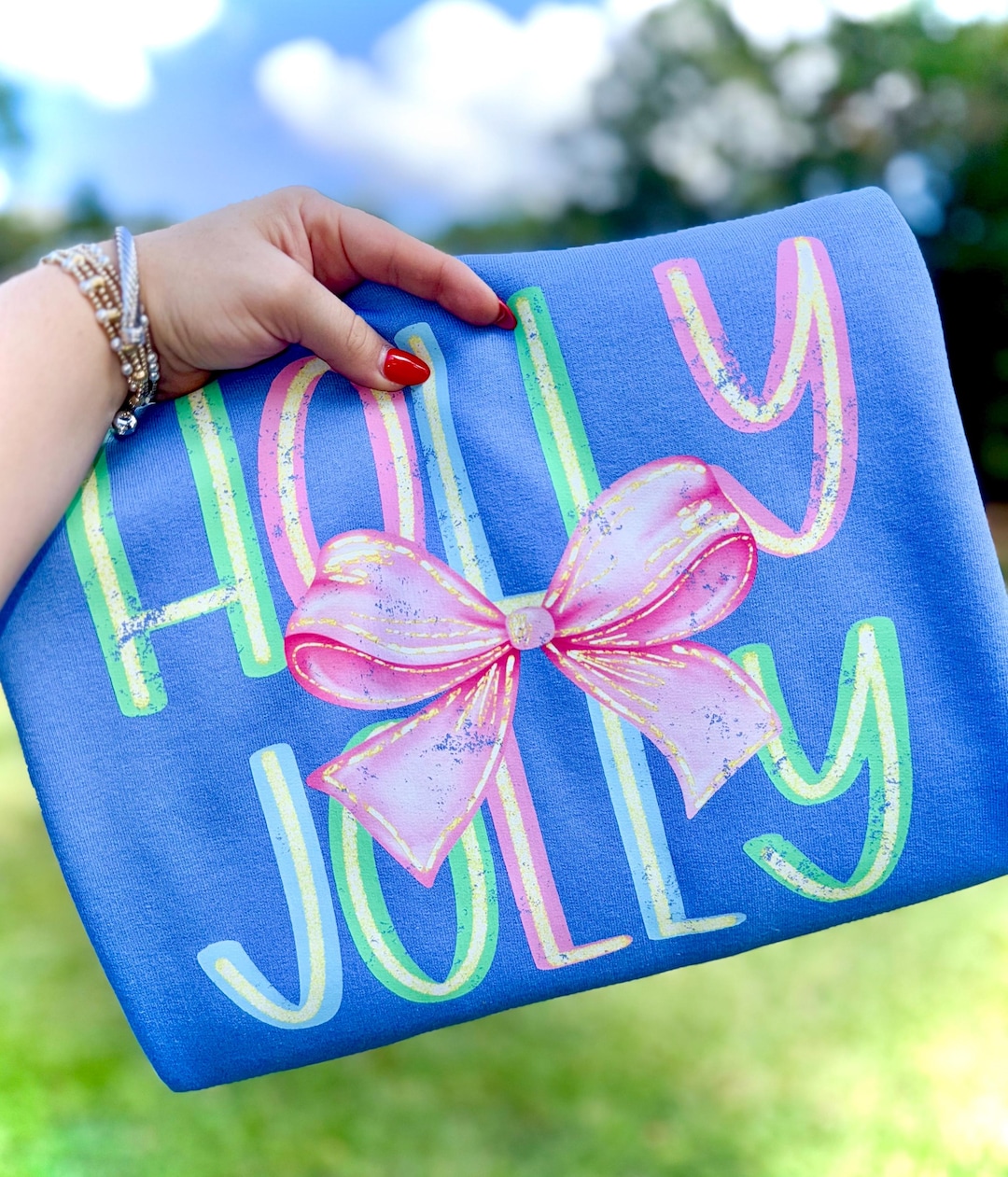 Holly Jolly PNG, Christmas PNG, Coquette Christmas PNG, Preppy ...