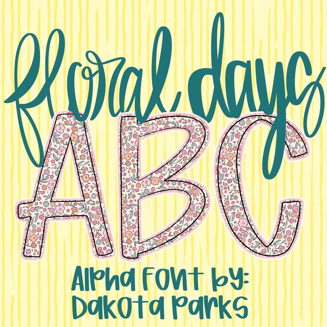 Coquette Floral Hand Drawn Letter Alpha Set Digital Download, A-Z ...