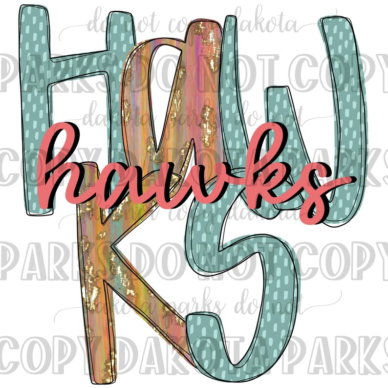 Hawks PNG, Colorful Brushstroke Retro, Watercolor, Gold Glitter, School ...