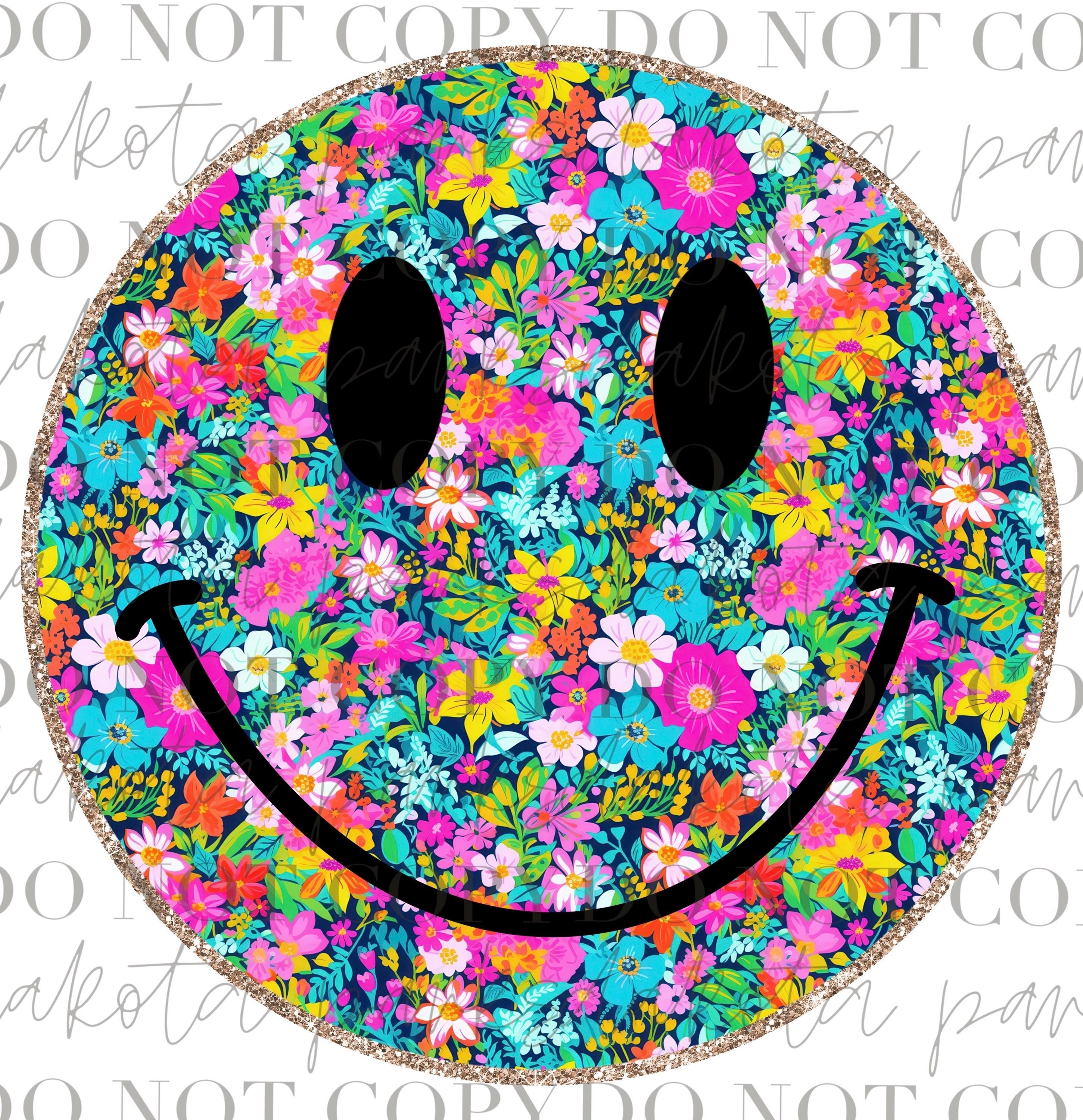Smiley PNG, Floral PNG, Trending Neon Floral, Preppy Png, DTF ...