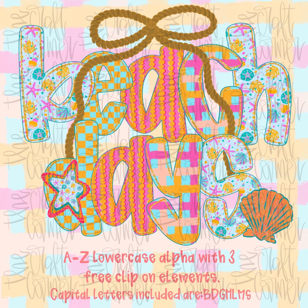 Beach Alpha PNG, Alpha PNG, Funky Alpha, Preppy A-Z Alpha, Coquette ...