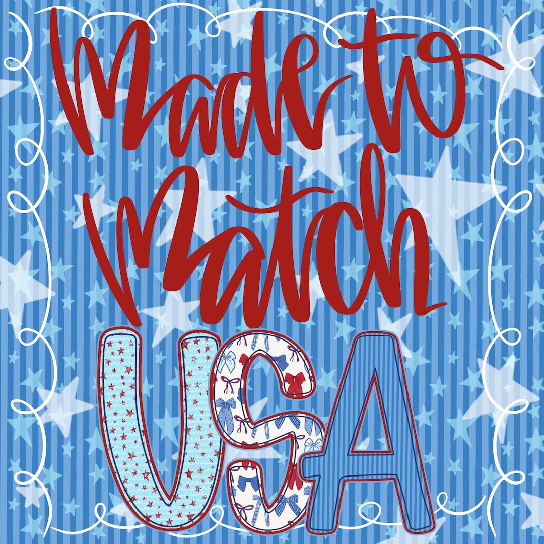 Made to Match Phrases for USA Alpha! A-Z, PNG, Handdrawn - Etsy