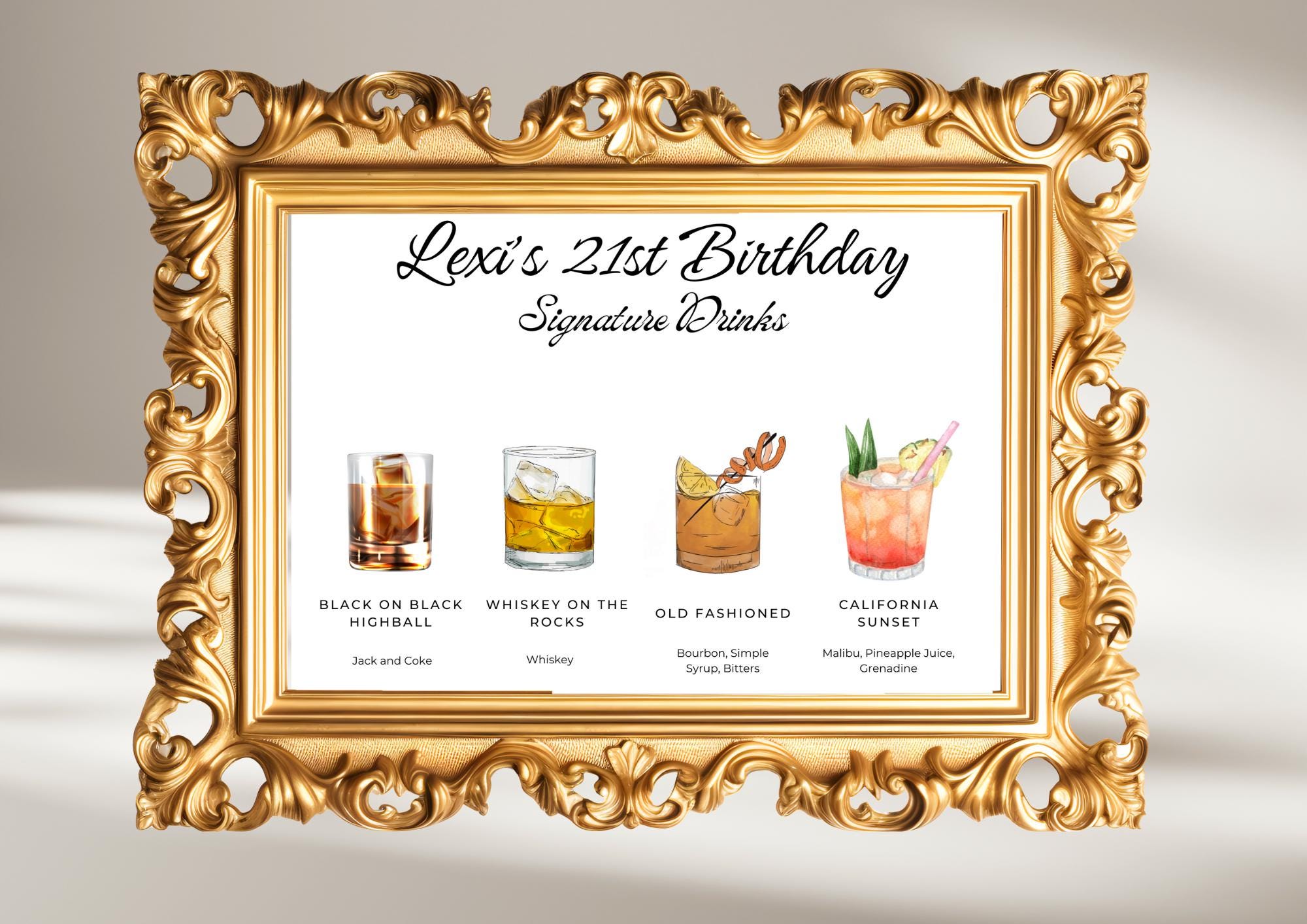 Bar Menu for 21st Birthday - Etsy