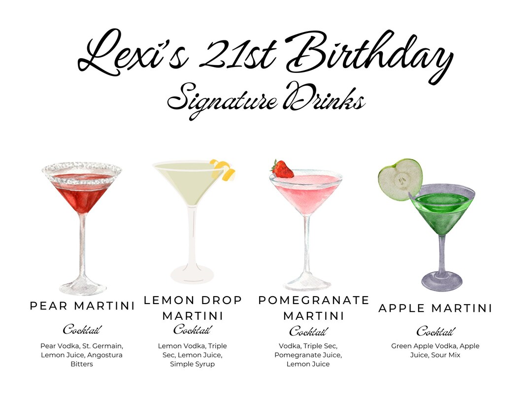Bar Menu for 21st Birthday - Etsy