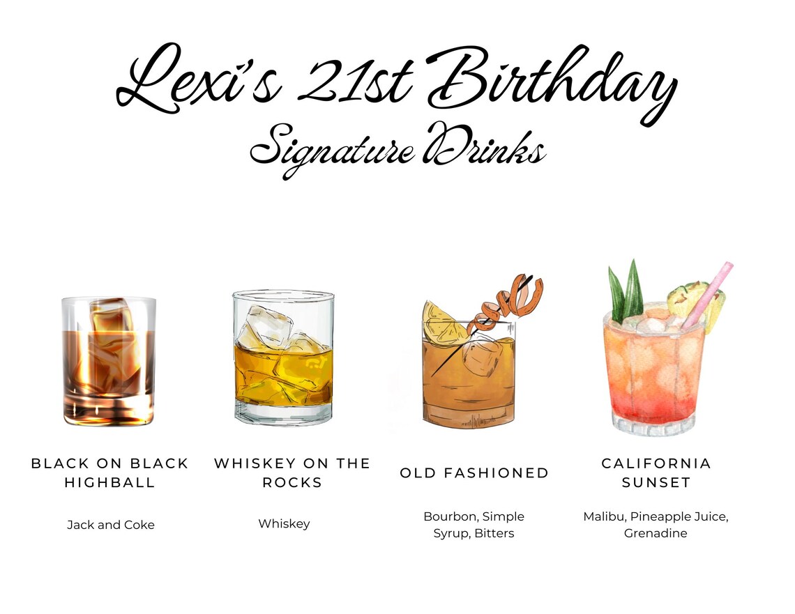 Bar Menu for 21st Birthday - Etsy