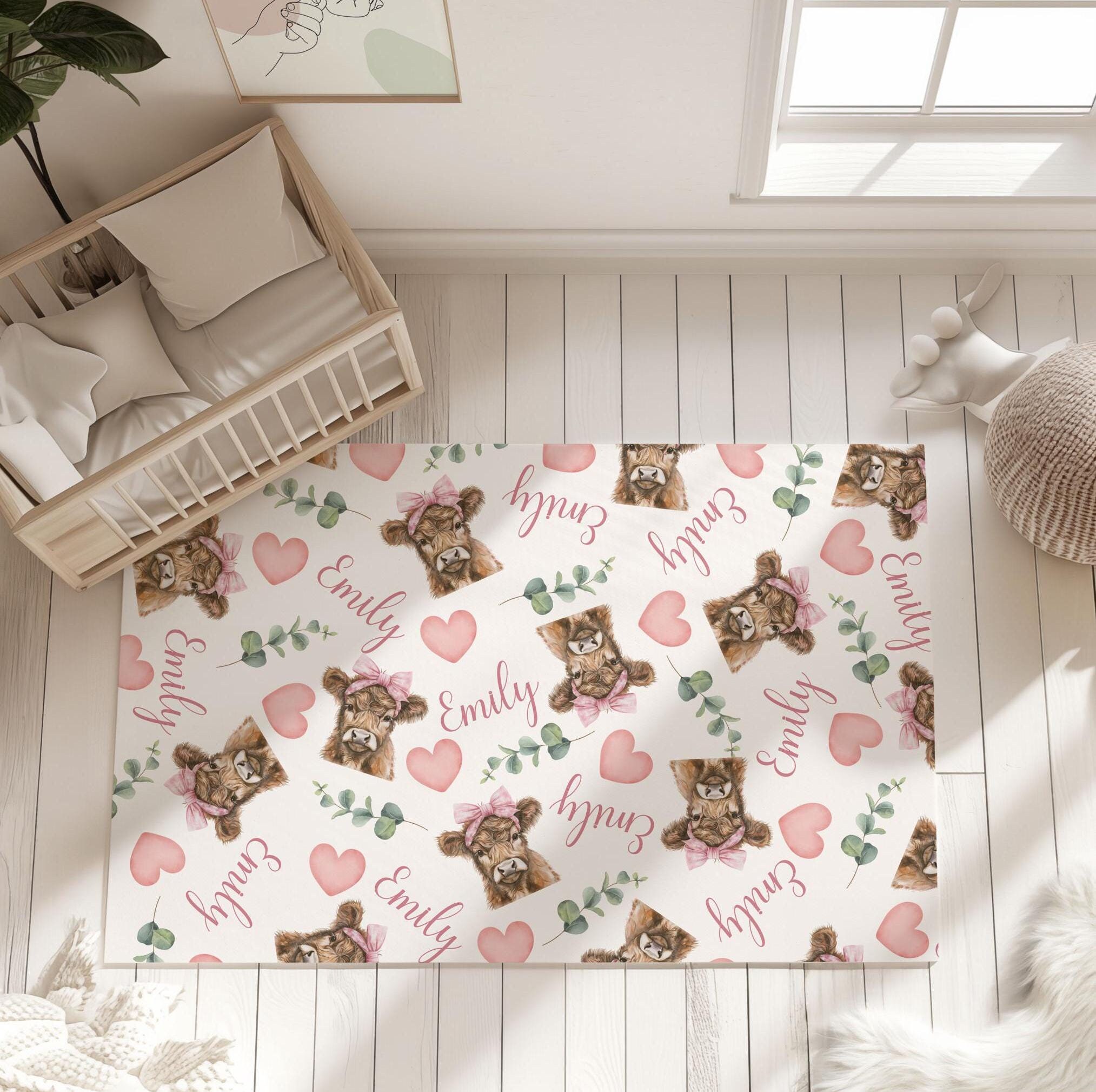 Custom Highland Cow Rug, Highland Cow Nursery Rug, Nursery Cow Rug ...