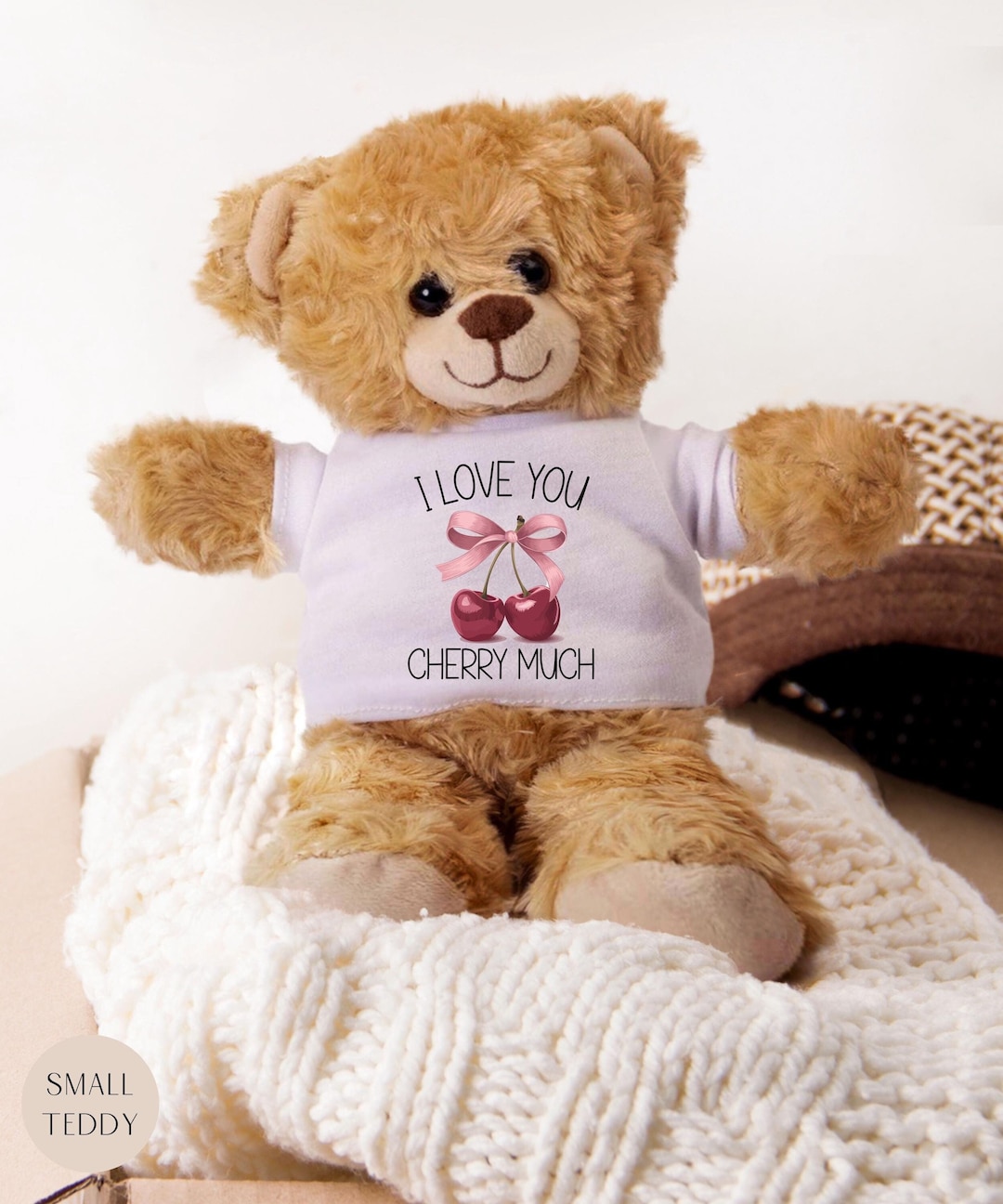 Cherry Themed Valentine’s Day Teddy Bear, Boyfriend Teddy Bear Gift, Custom Valentines Bear 2nd ...