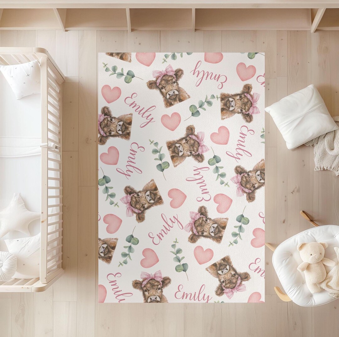 Custom Highland Cow Rug, Highland Cow Nursery Rug, Nursery Cow Rug ...