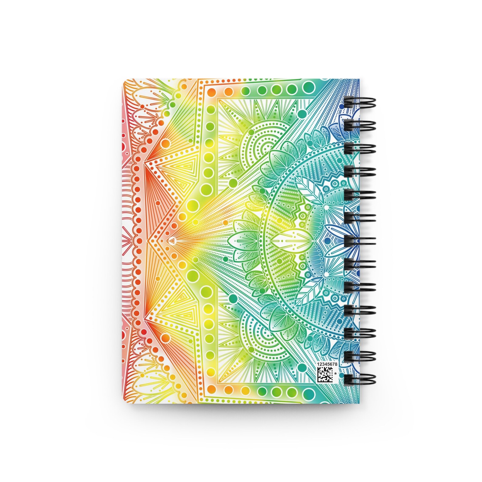 Psychedelic Spiral Bound Journal, Rainbow Mandala Design, Holographic ...