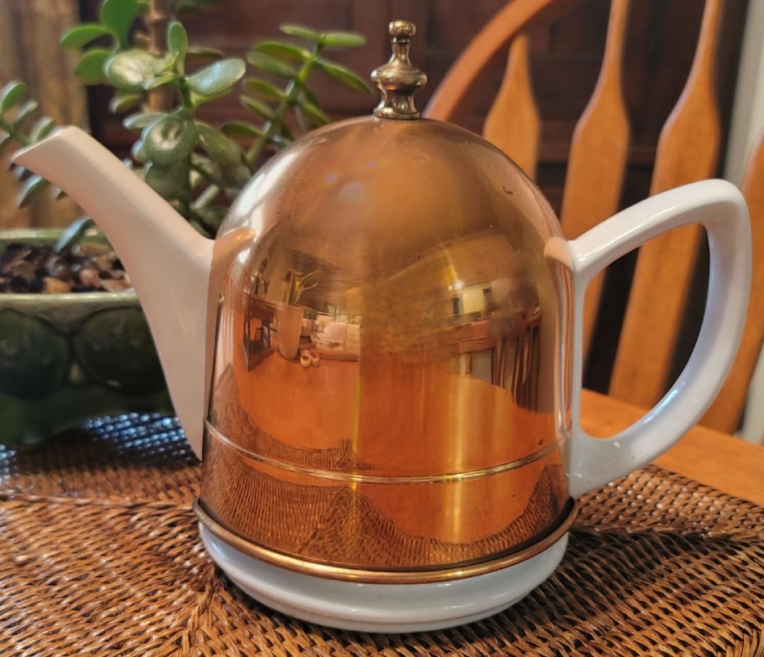 Vintage Baker Hart Stuart Porcelain Teapot With Insulated Copper Cozy ...