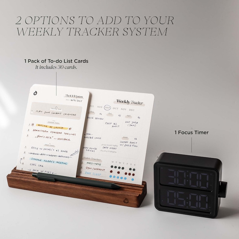 A5 Weekly Planner Cards | Habit & Goal Tracker With Walnut Stand - Etsy