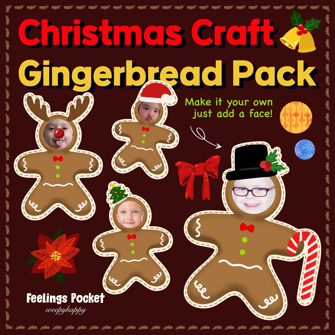 Christmas Gingerbread Face Pack – Photo Insert Templates for Kids ...
