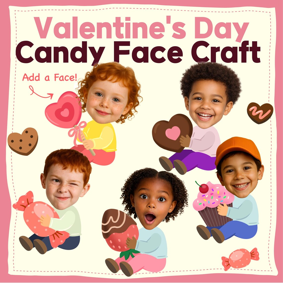 Valentine’s Day Chocolate Candy Craft With Add a Face Photo Activity ...