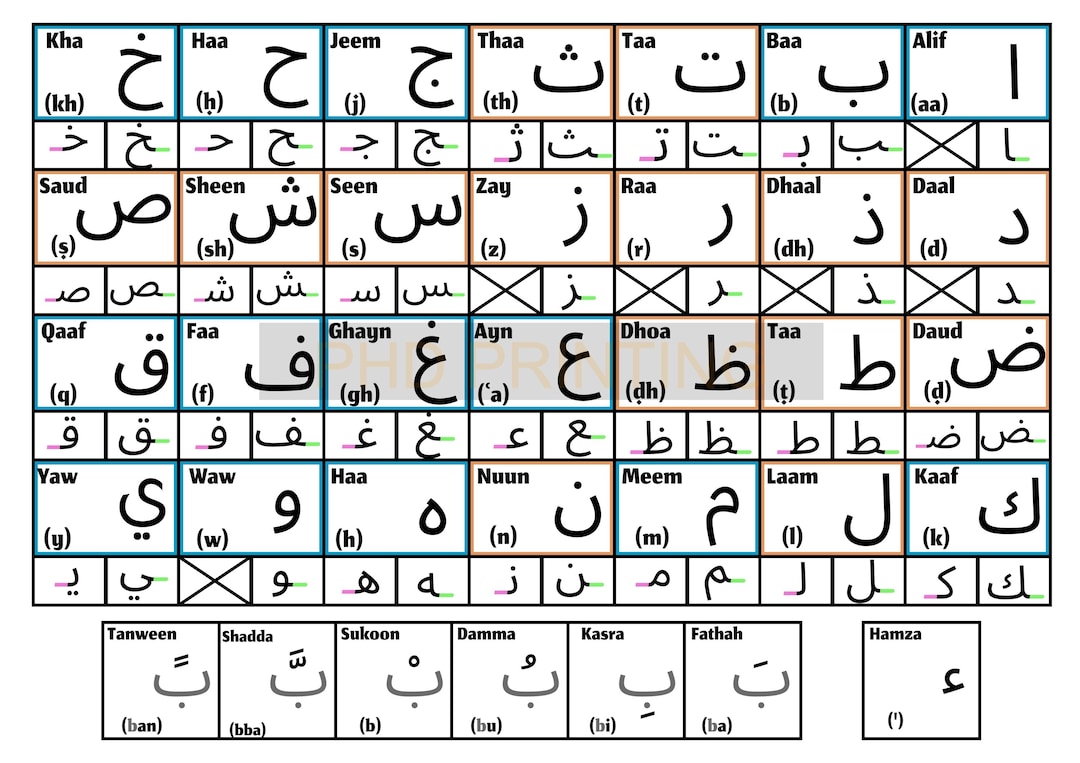 Arabic Letters Digital PDF. Print and Display. Arabic Learning Poster ...