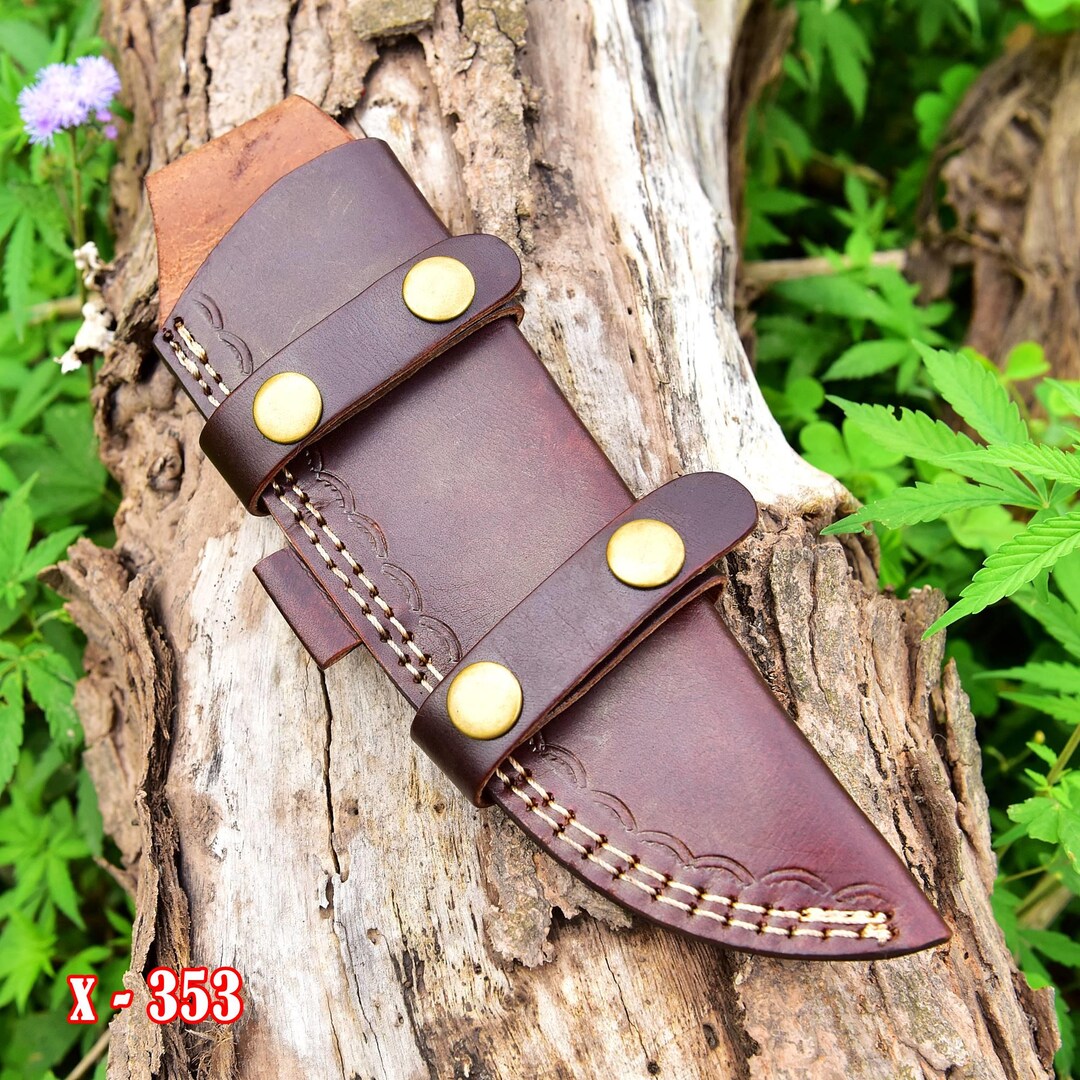 Horizontal Carry Fixed Blade Knife Leather Sheath Holster Sharpening ...
