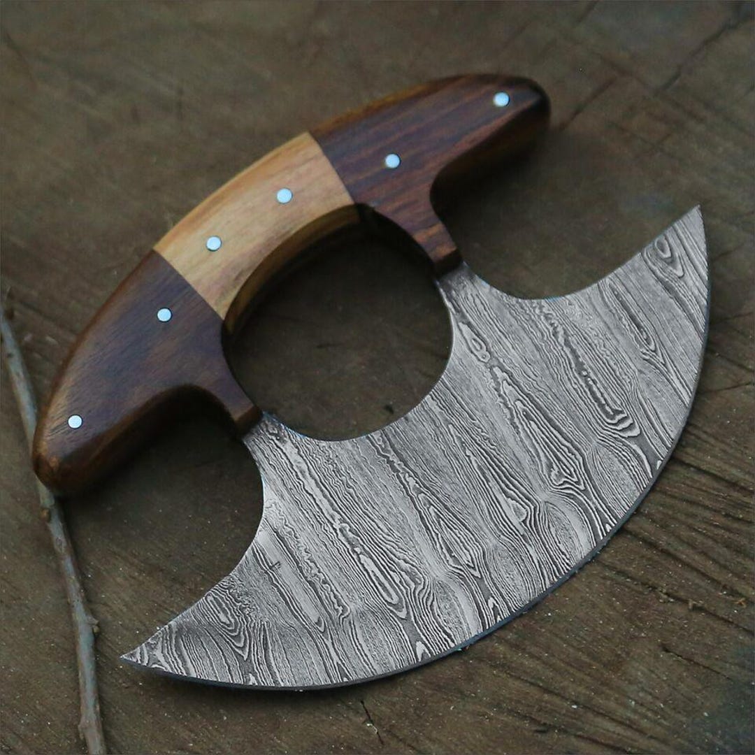 Iron Crafty Alaskan Ulu Knife W/sheath, HAND FORGED 5.8 Damascus Steel ...