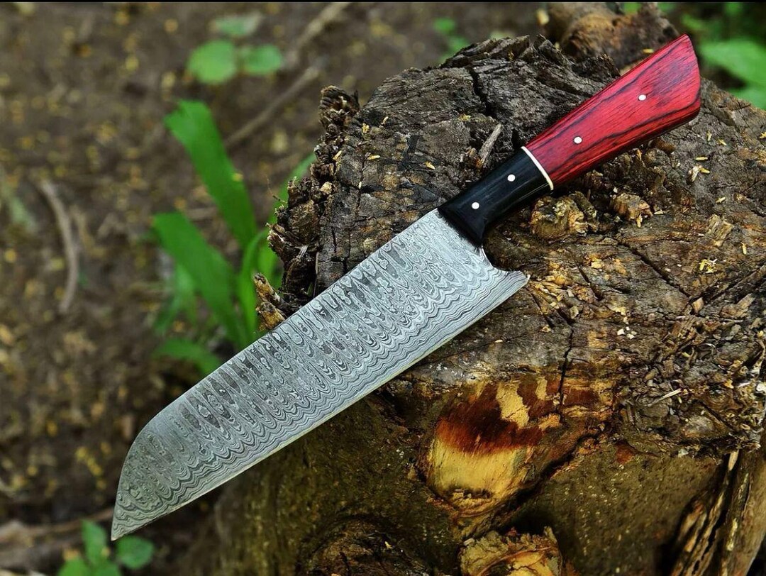 Handmade Damascus Chef Knife Hand Forged Japanese Bunka Kitchen Knife, Gift for Him Her Birthday ...