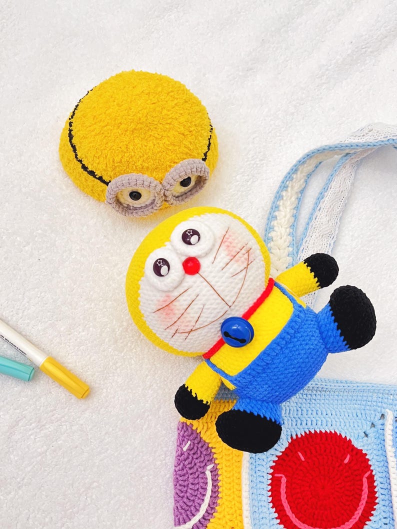 Minion Doraemon Toys Handmade Crochet Toys Colorful Toys Anime ...