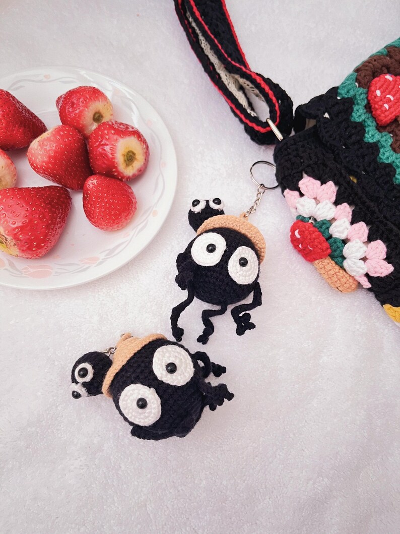 Soot Sprites Keychain Susuwatari Handmade Crocheted Keychain Black ...
