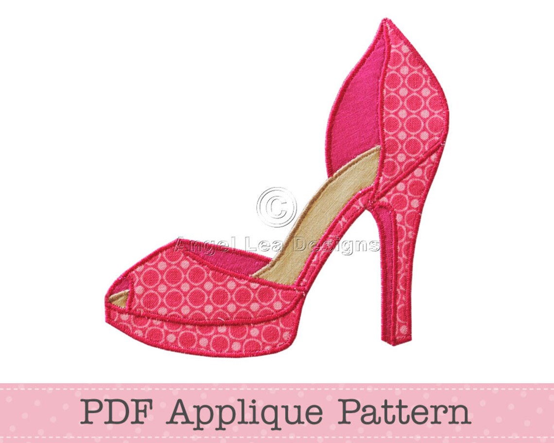 High Heel Shoe Applique Pattern Fancy Shoes Template Instant Download ...