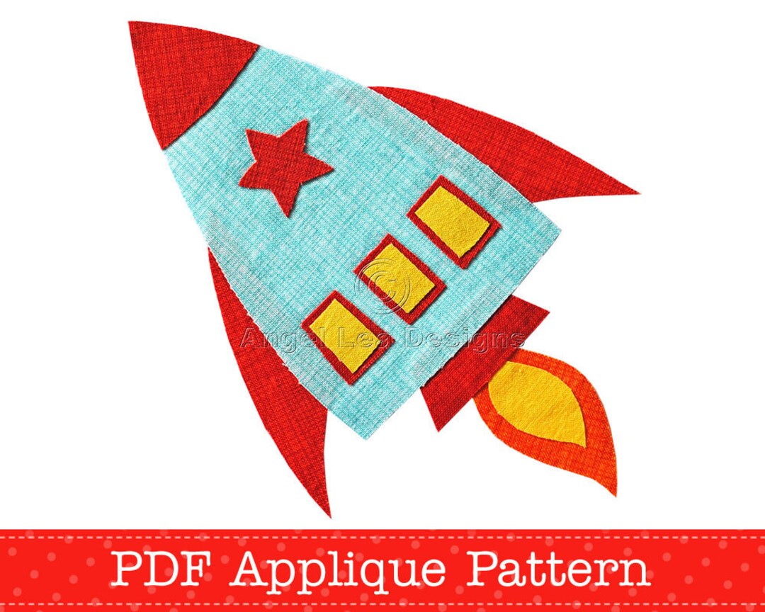 Rocket Applique Template PDF Pattern Spaceship Applique Design by Angel ...