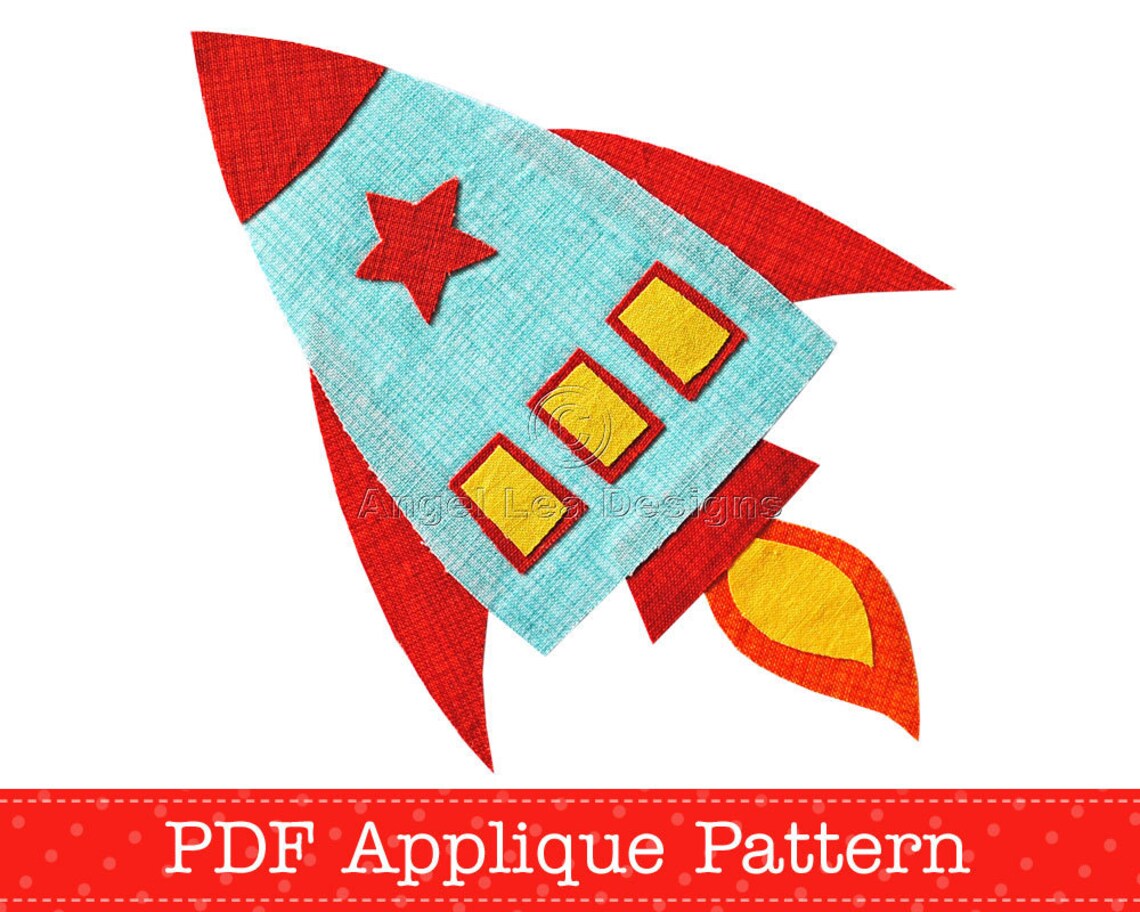 Rocket Applique Template PDF Pattern Spaceship Applique Design by Angel ...