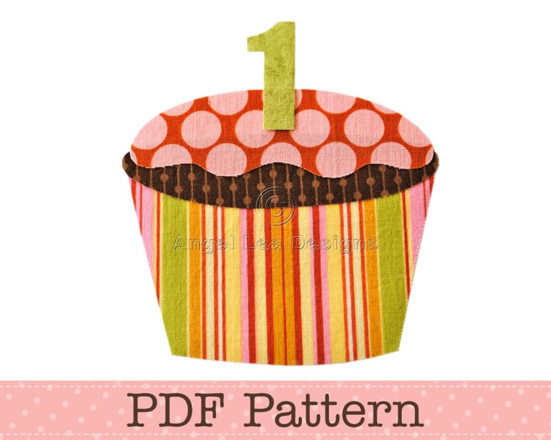 Birthday Cupcake Applique Template Cupcake With Number on Top, Cup Cake ...